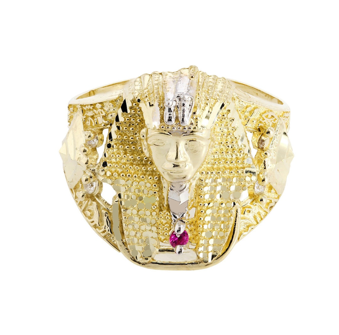 10K Yellow Gold Men's Pharaoh Ring Egyption King Tut Ring - Etsy