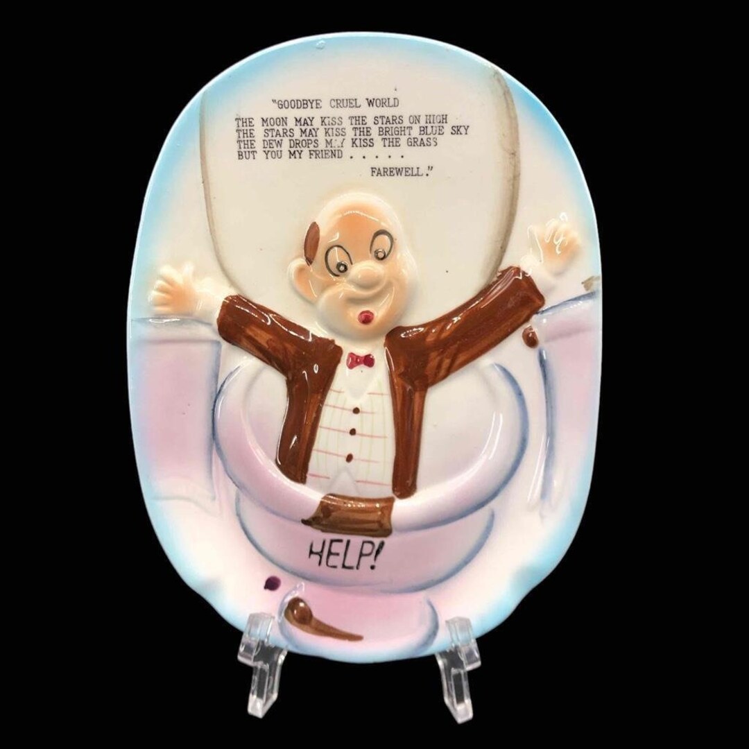 Vintage "goodbye Cruel World" Poem Man Being Flushed Plate Wall Hanging ...