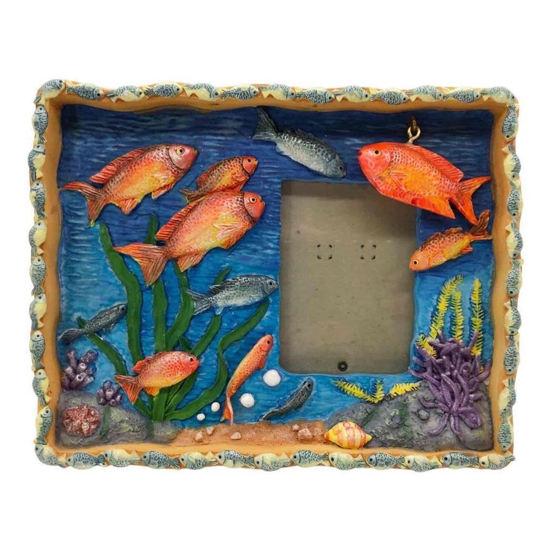 Tropical Fish & Coral 3-D Figural Picture Frame 7.5" X 6" X 1" Sea Life ...