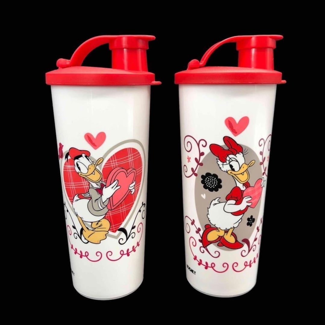 Vintage Set of 2 Tupperware Disney Donald & Daisy Duck in Love Tumblers ...
