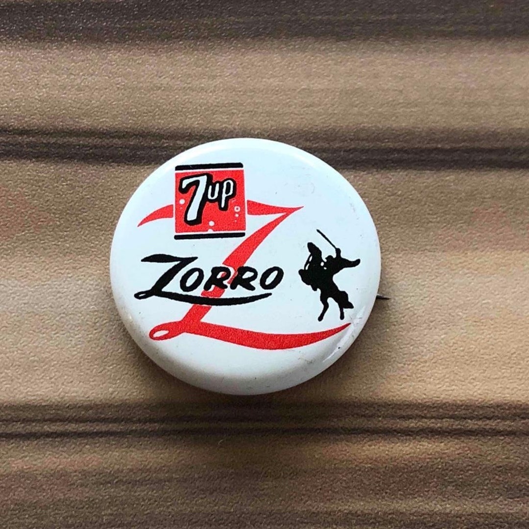 Vintage 7UP Soda Pop Walt Disney's ZORRO Movie 1 Pin Button 1957 Seven ...