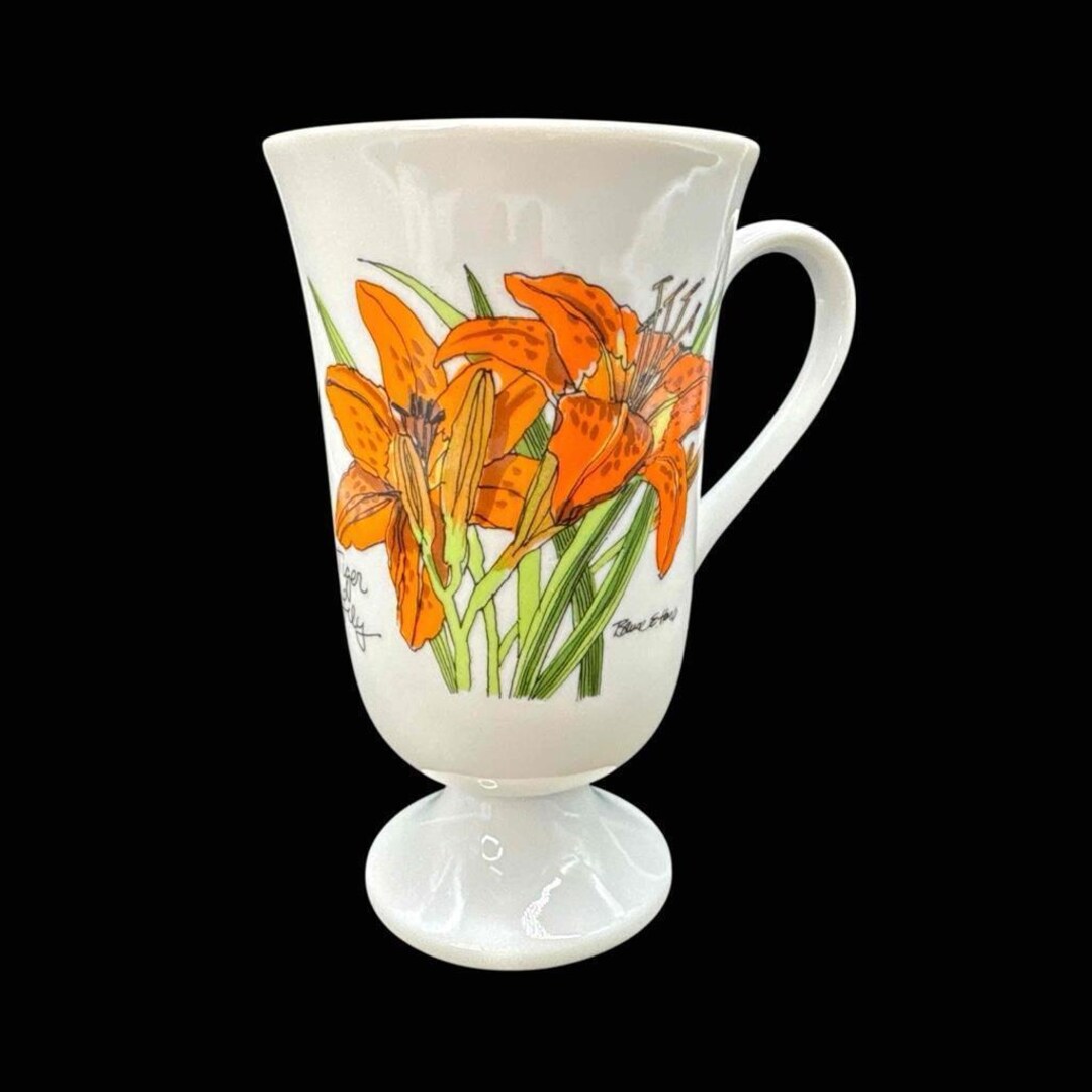 Vintage GHC Orange Tiger Lily by Bruce E. Hart Footed Coffee Mug ...