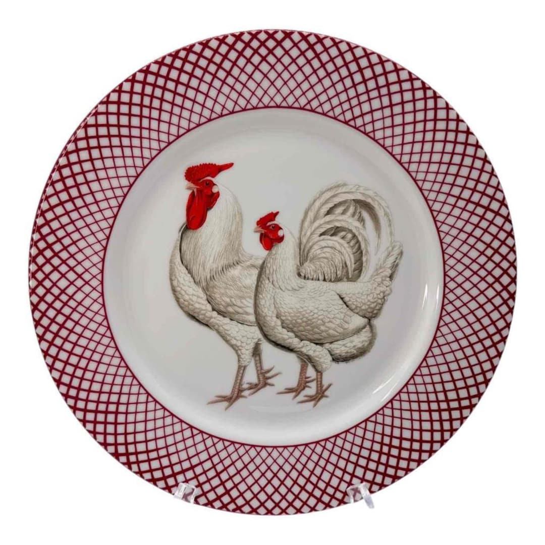 Vintage Haldon Group Devonshire White Chicken & Rooster 10.5" Dinner ...