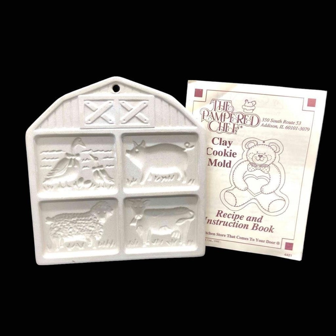 Vintage Pampered Chef Farmyard Friends Stoneware Cookie Mold - Etsy