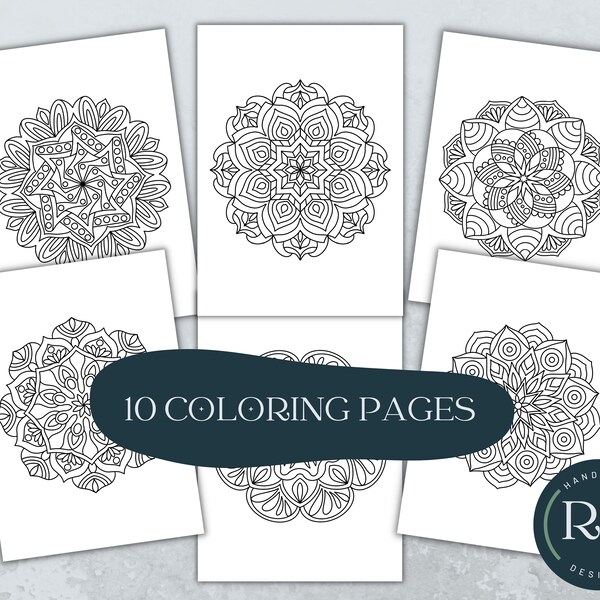 12 Mini Mandalas Printable Coloring Pages Adult Coloring Book Simple ...