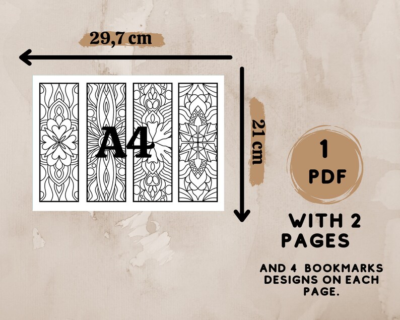 Printable Coloring Bookmarks, Set of 8 Abstract Mandala Designs for ...