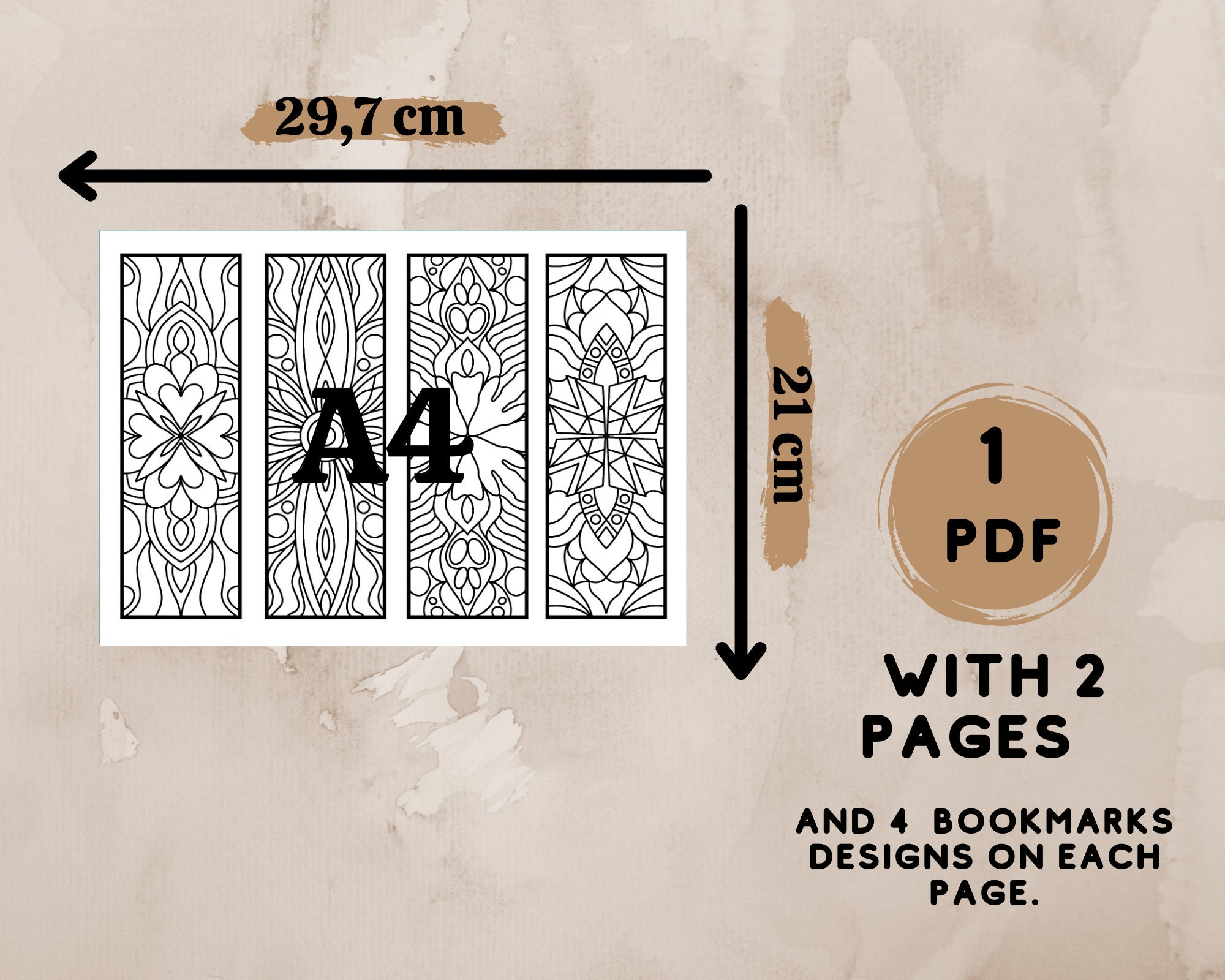 Printable Coloring Bookmarks, Set of 8 Abstract Mandala Designs for ...