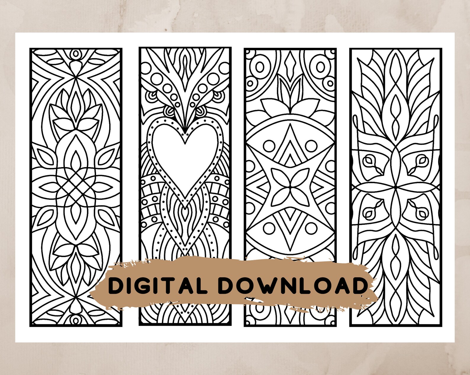 Printable Coloring Bookmarks, Set of 8 Abstract Mandala Designs for ...