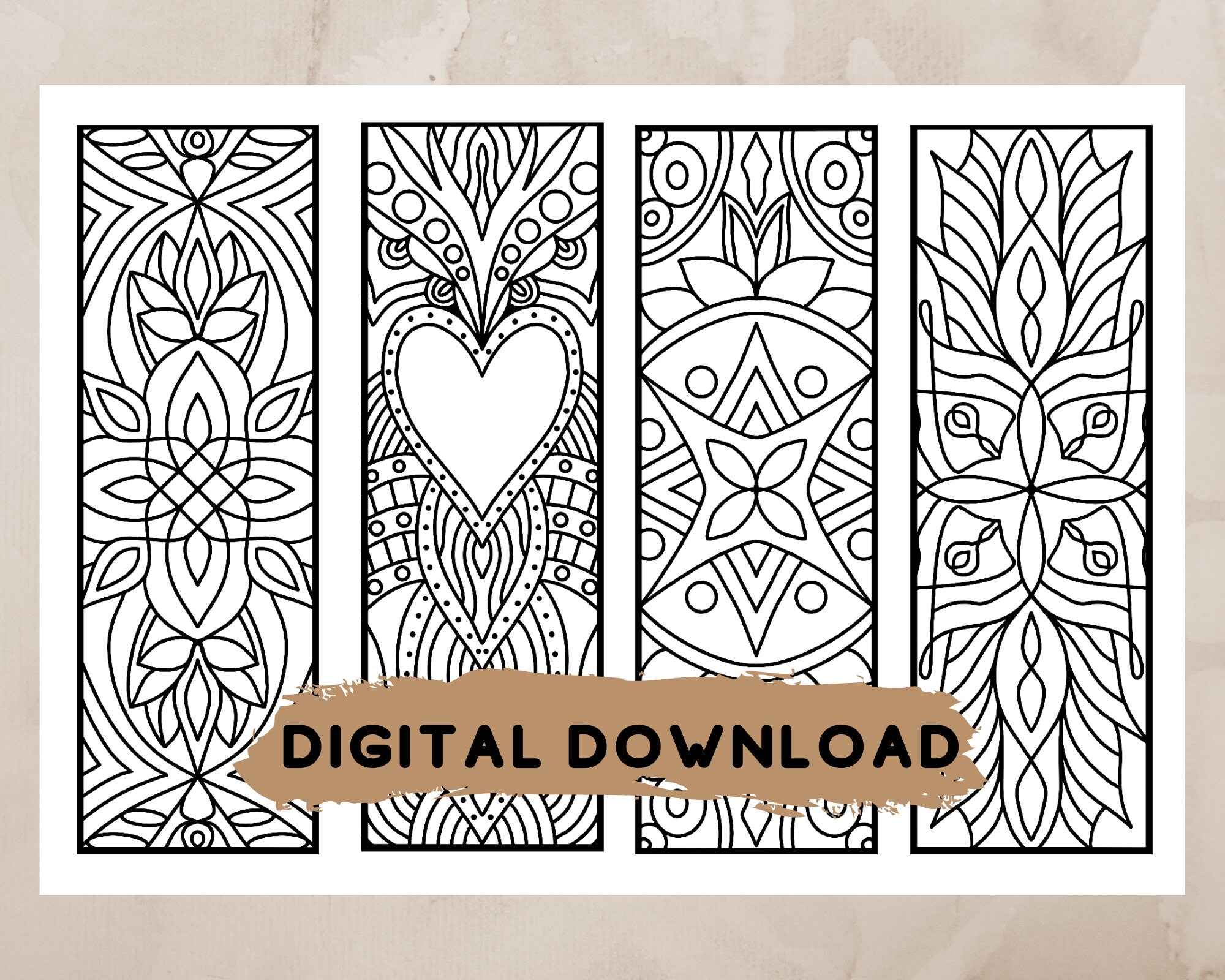 Printable Coloring Bookmarks, Set of 8 Abstract Mandala Designs for ...