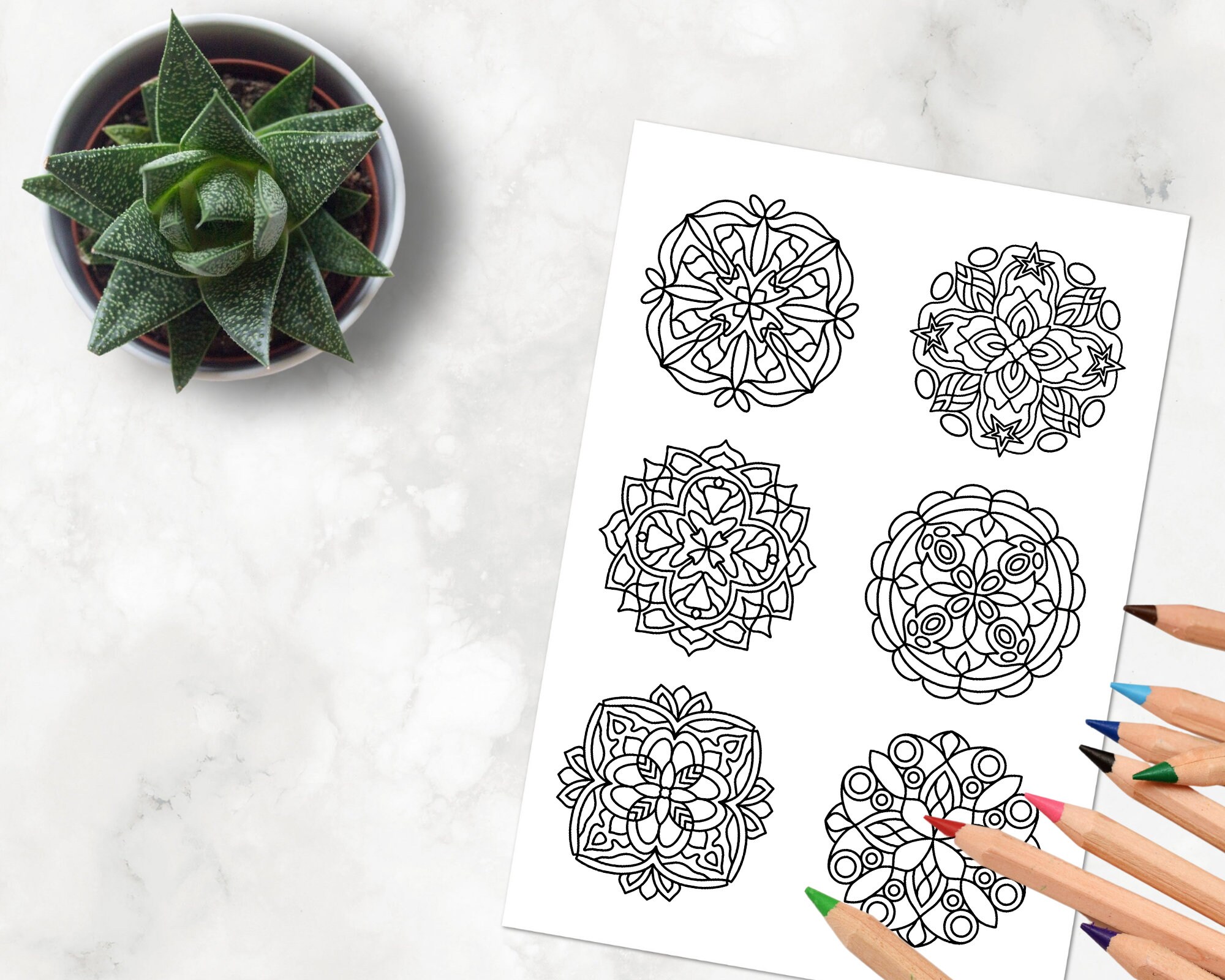 12 Mini Mandalas Coloring Pages Printable Coloring Book Abstract ...