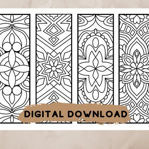 Printable Coloring Bookmarks, Set of 8 Abstract Mandala Designs for ...