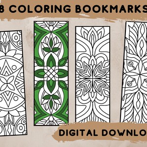 Printable Coloring Bookmarks, Set of 8 Abstract Mandala Designs for ...