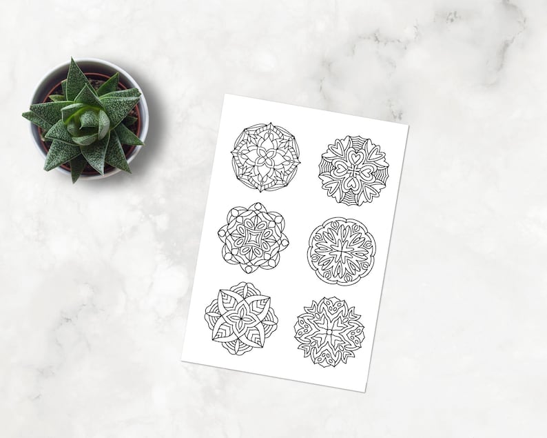 12 Mini Mandalas Printable Coloring Pages Adult Coloring Book Simple ...