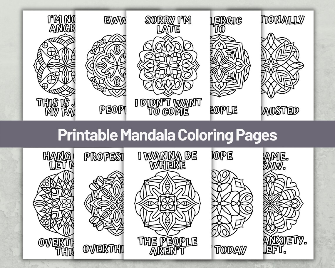 Funny Introvert Quotes Coloring Pages Adult Coloring Book - Etsy