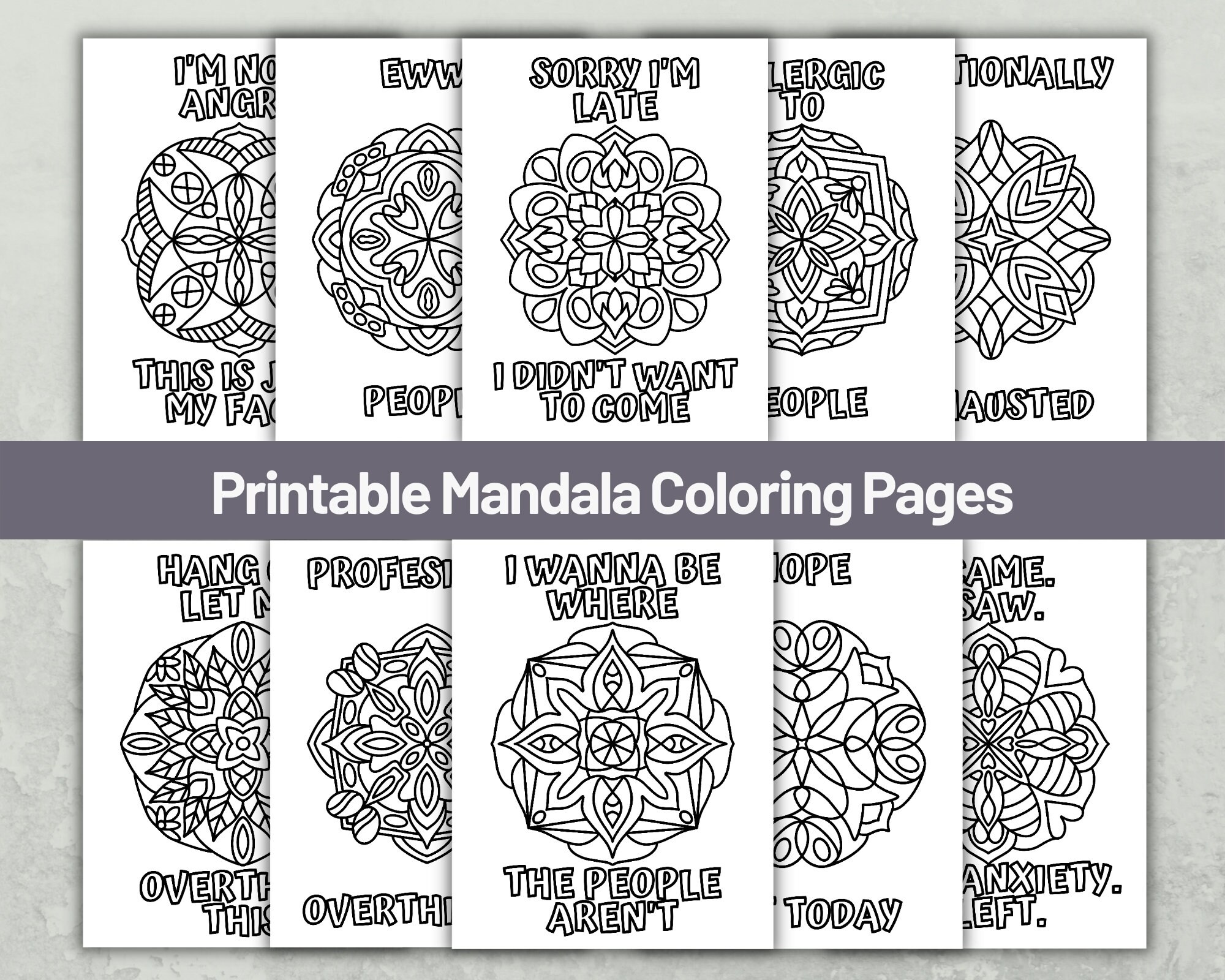 Funny Introvert Quotes Coloring Pages Adult Coloring Book - Etsy