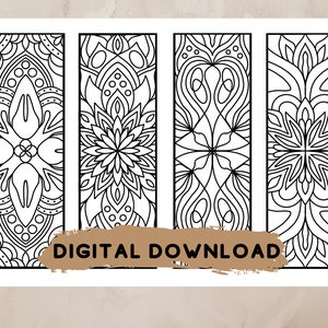 Printable Coloring Bookmarks, Set of 8 Abstract Mandala Designs for ...