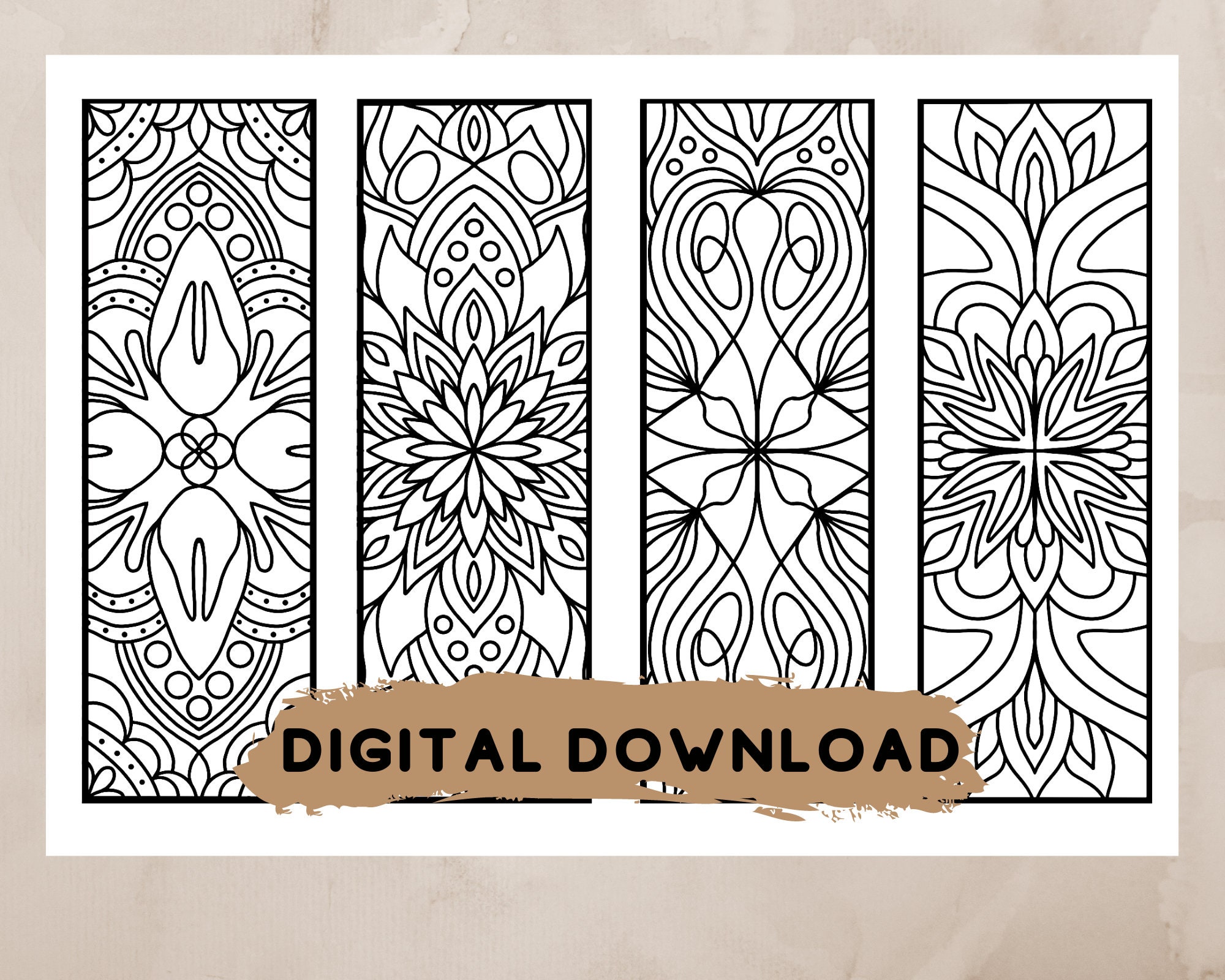 Printable Coloring Bookmarks, Set of 8 Abstract Mandala Designs for ...