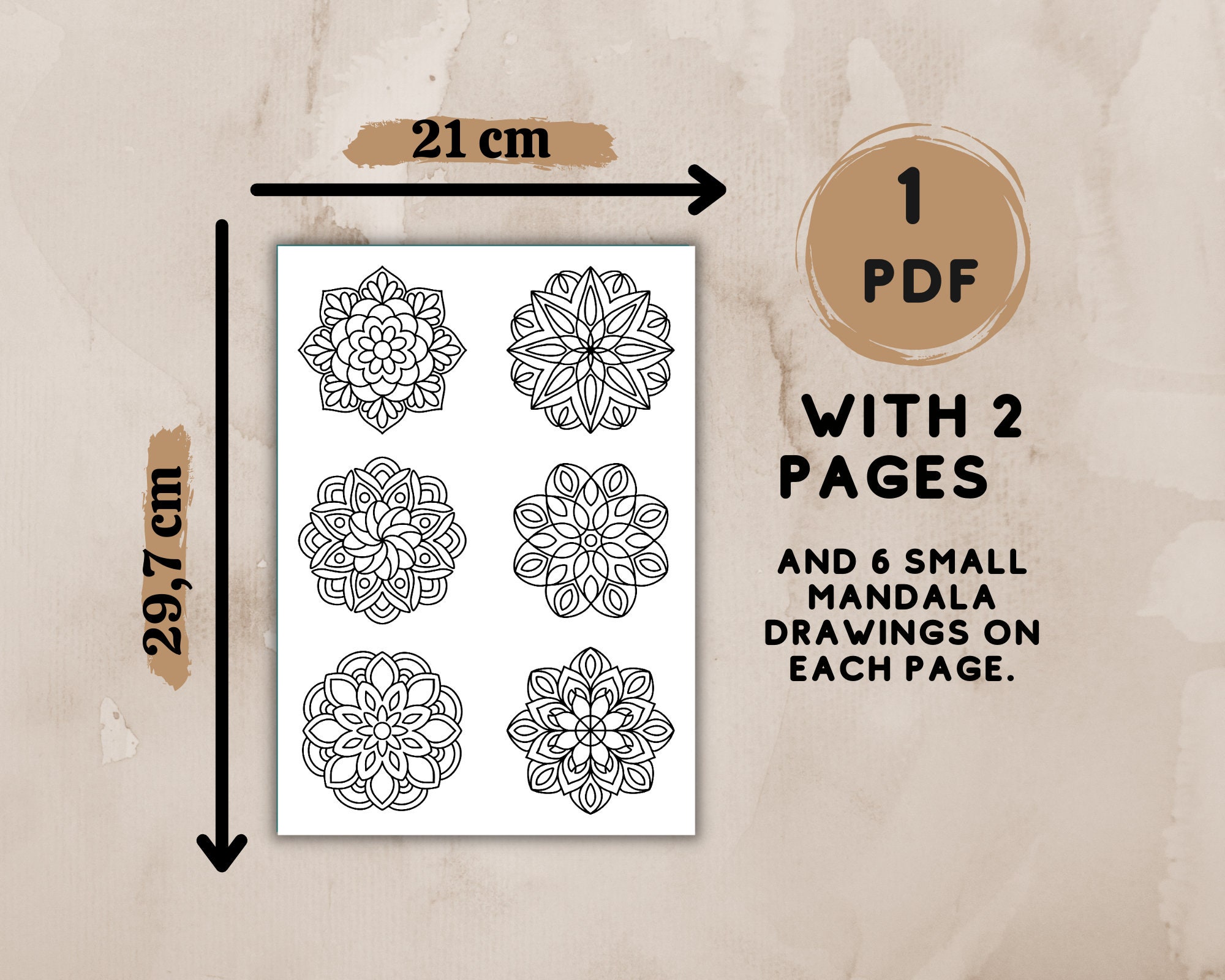 12 Mini Mandalas Printable Coloring Pages Adult Coloring Book Simple ...