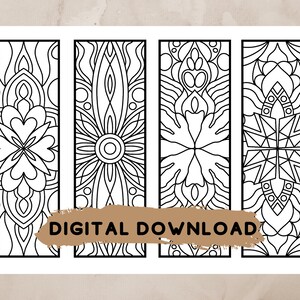 Printable Coloring Bookmarks, Set of 8 Abstract Mandala Designs for ...
