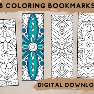 Printable Coloring Bookmarks, Set of 8 Abstract Mandala Designs for ...