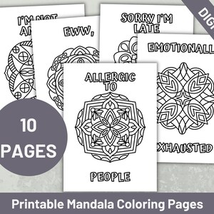 Funny Introvert Quotes Coloring Pages Adult Coloring Book - Etsy