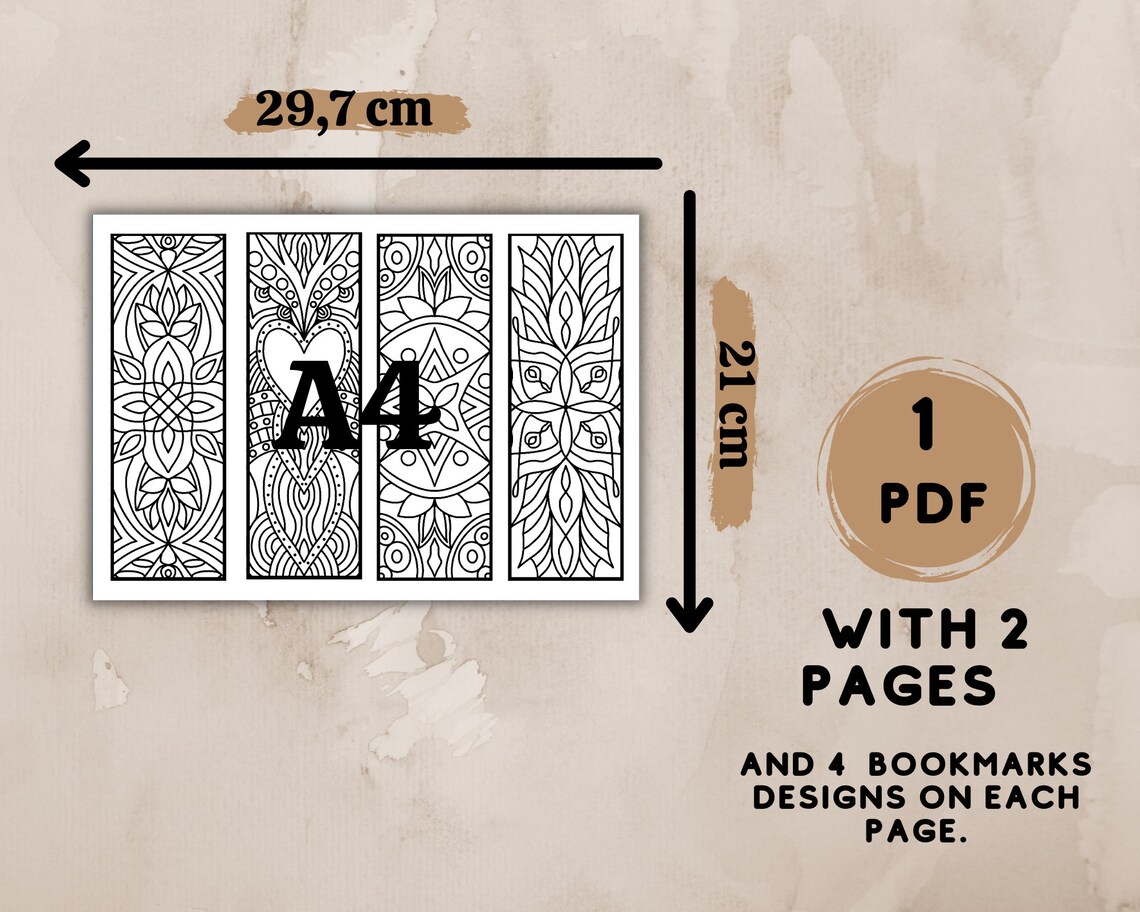 Printable Coloring Bookmarks Set of 8 Abstract Mandala - Etsy