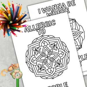 Funny Introvert Quotes Coloring Pages Adult Coloring Book - Etsy