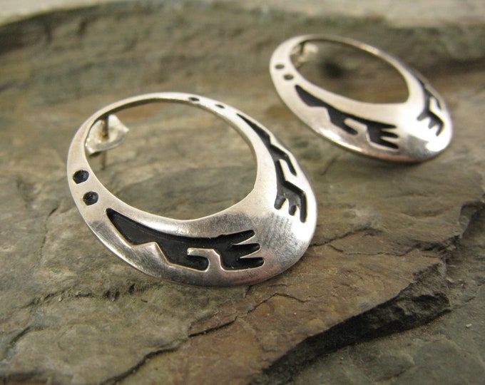 Vintage Thomas Singer Sterling Silver Overlay Hoop Earrings - Etsy