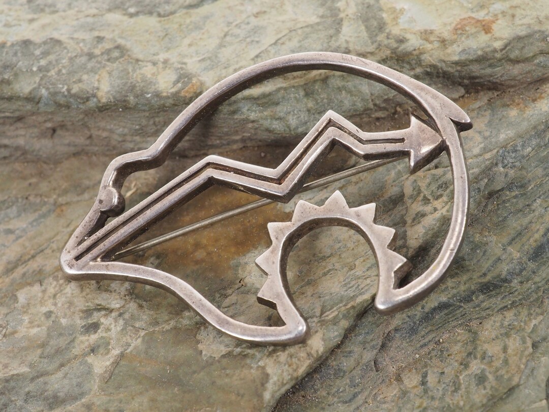 Vintage Large Native American Sterling Silver Spirit Bear Pin / Brooch ...