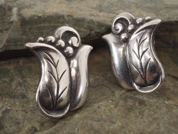 Vintage George Jensen Sterling Silver Tulip Screw Bac… - Gem