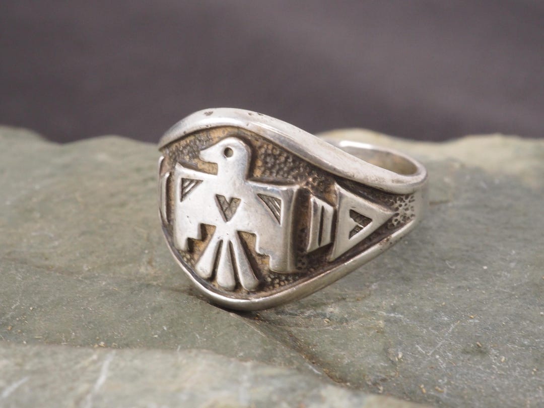 Vintage Southwest Sterling Silver Thunderbird Ring Made by Bell Trading ...