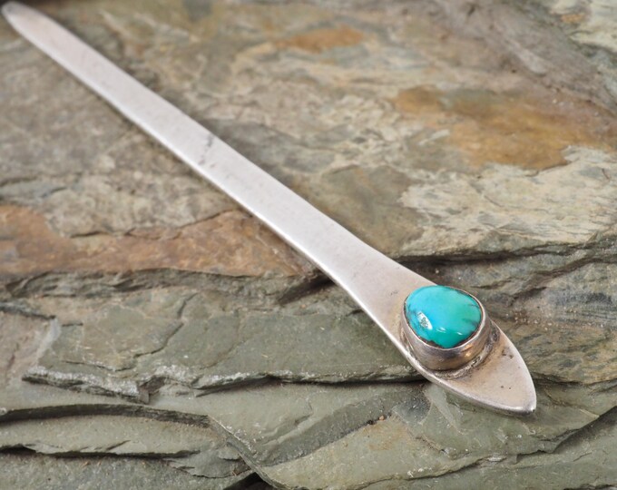 Vintage Native American Sterling Silver and Turquoise Hair Stick / Pin ...