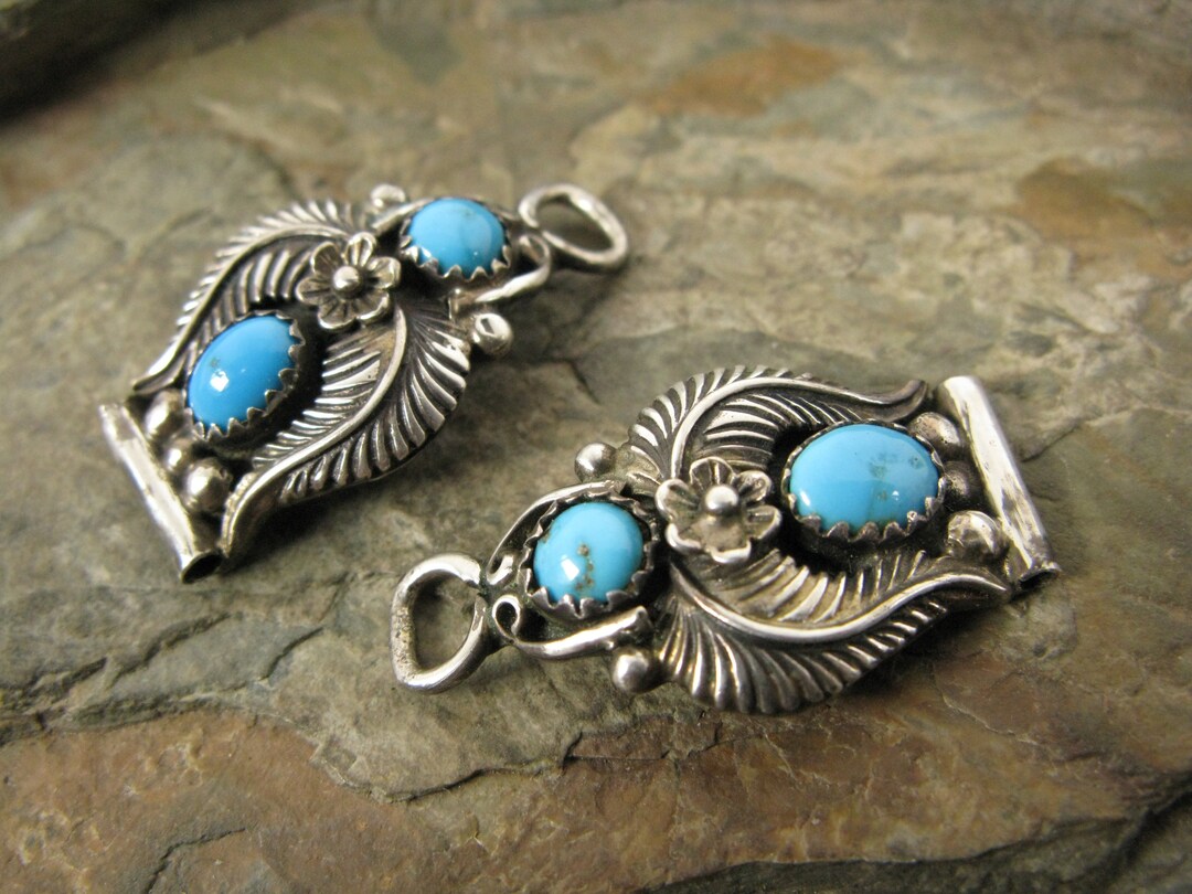 Vintage Native American Sterling Silver and Turquoise Ladies Watch Tips ...