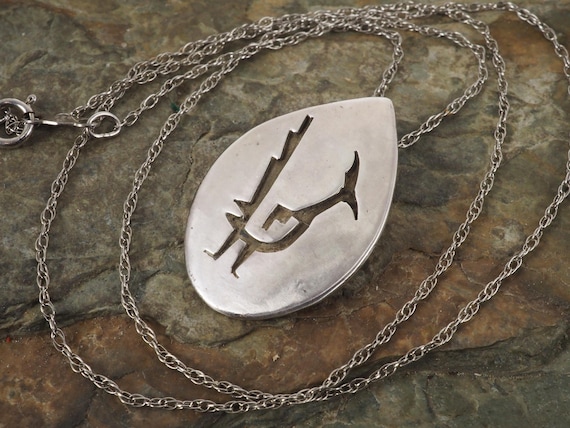 Vintage Hopi Sterling Silver Overlay Roadrunner Penda… - Gem