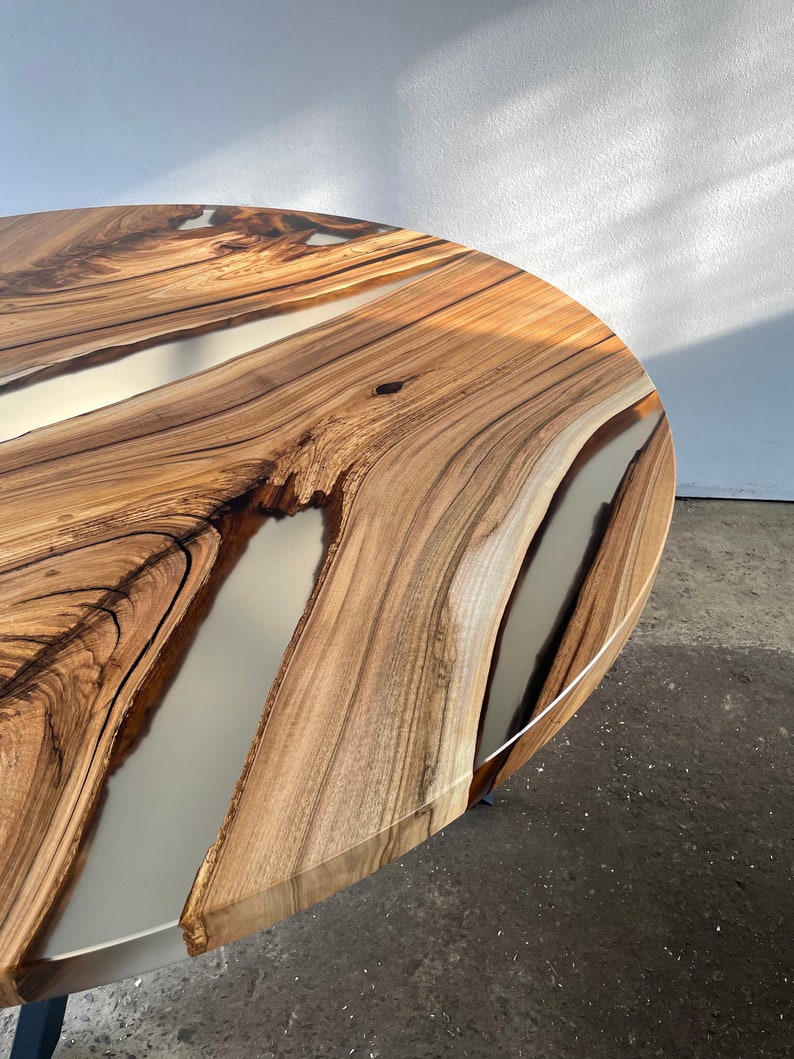 Dining Round Table Made From Walnut and Epoxy Resinwalnut - Etsy