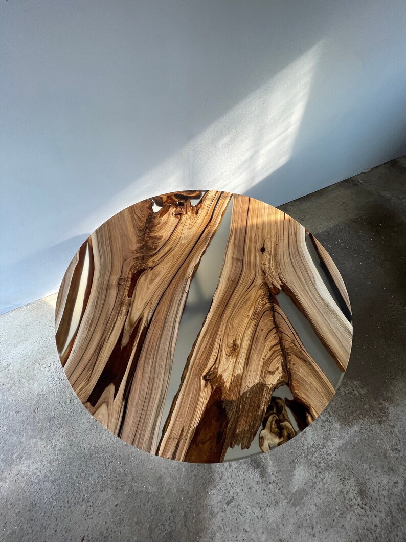 Dining Round Table Made From Walnut and Epoxy Resinwalnut - Etsy