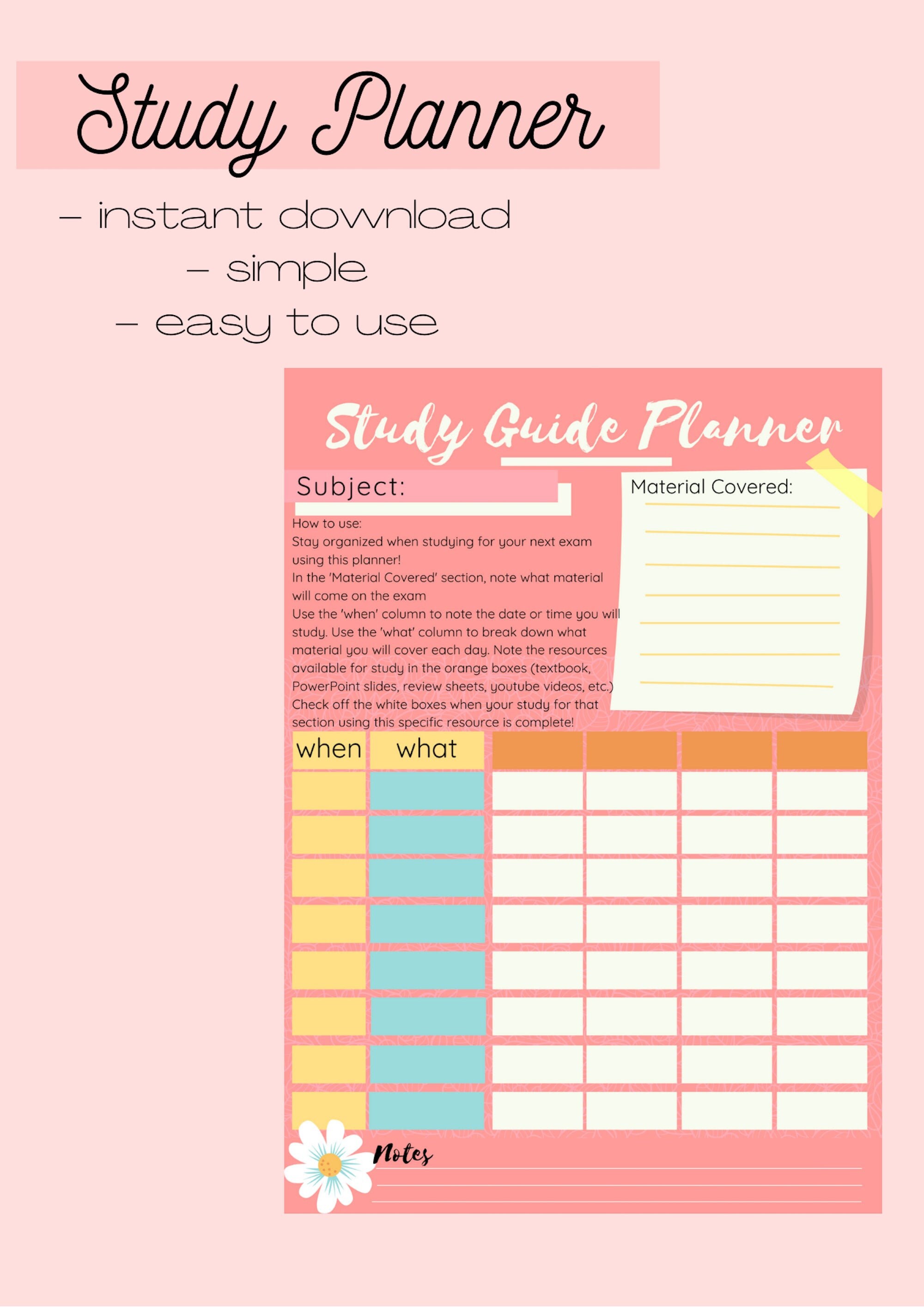 Study Guide Planner - Etsy