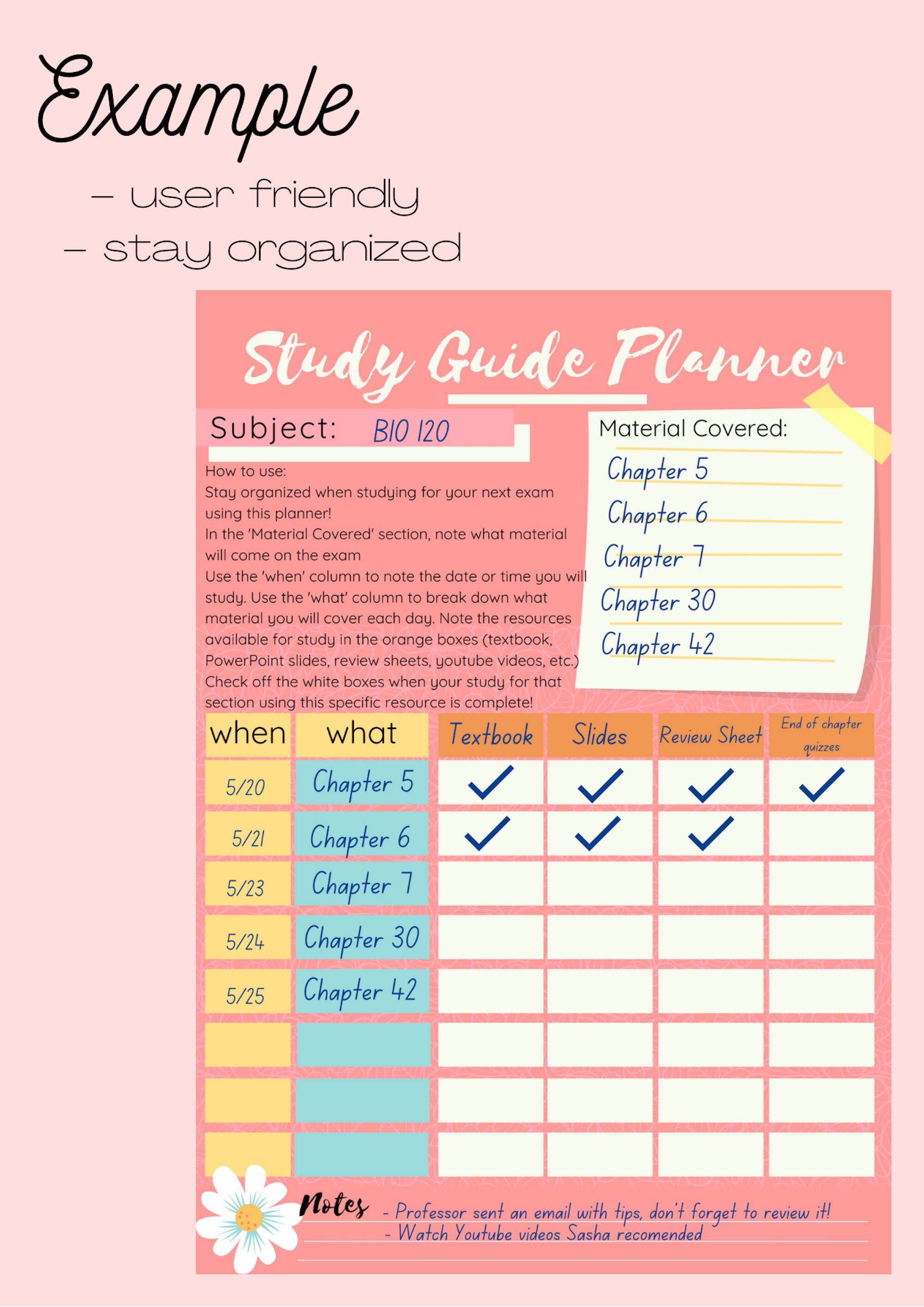 Study Guide Planner - Etsy