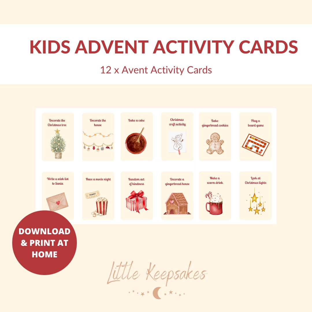 Christmas Advent Calendar Activity Cards Kids Advent Calendar Kids ...