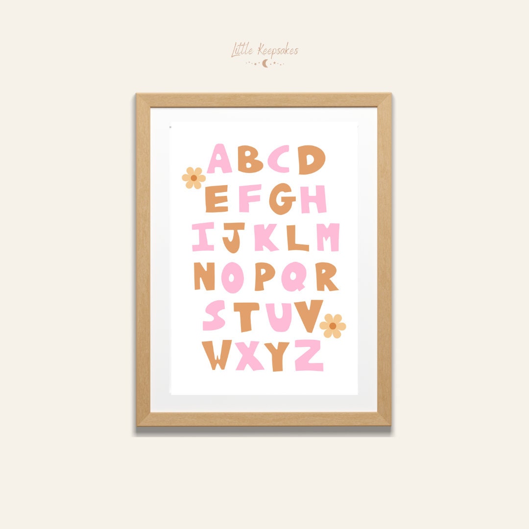 Floral Alphabet A3 Poster | Educational Poster | Little Girls Wall Art ...