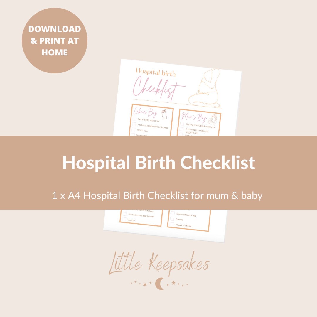 Printable Hospital Birth Bag Checklist Mum & Baby - Etsy
