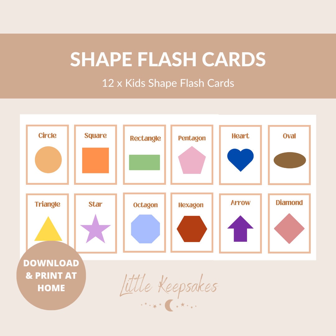 Printable Shape Flash Cards for Kids Montessori Learning Educator ...