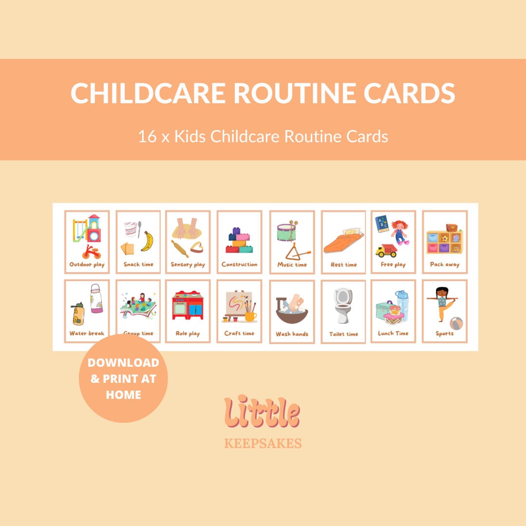 Printable Kids Routine Cards: Childcare Flash Cards (digital Download ...