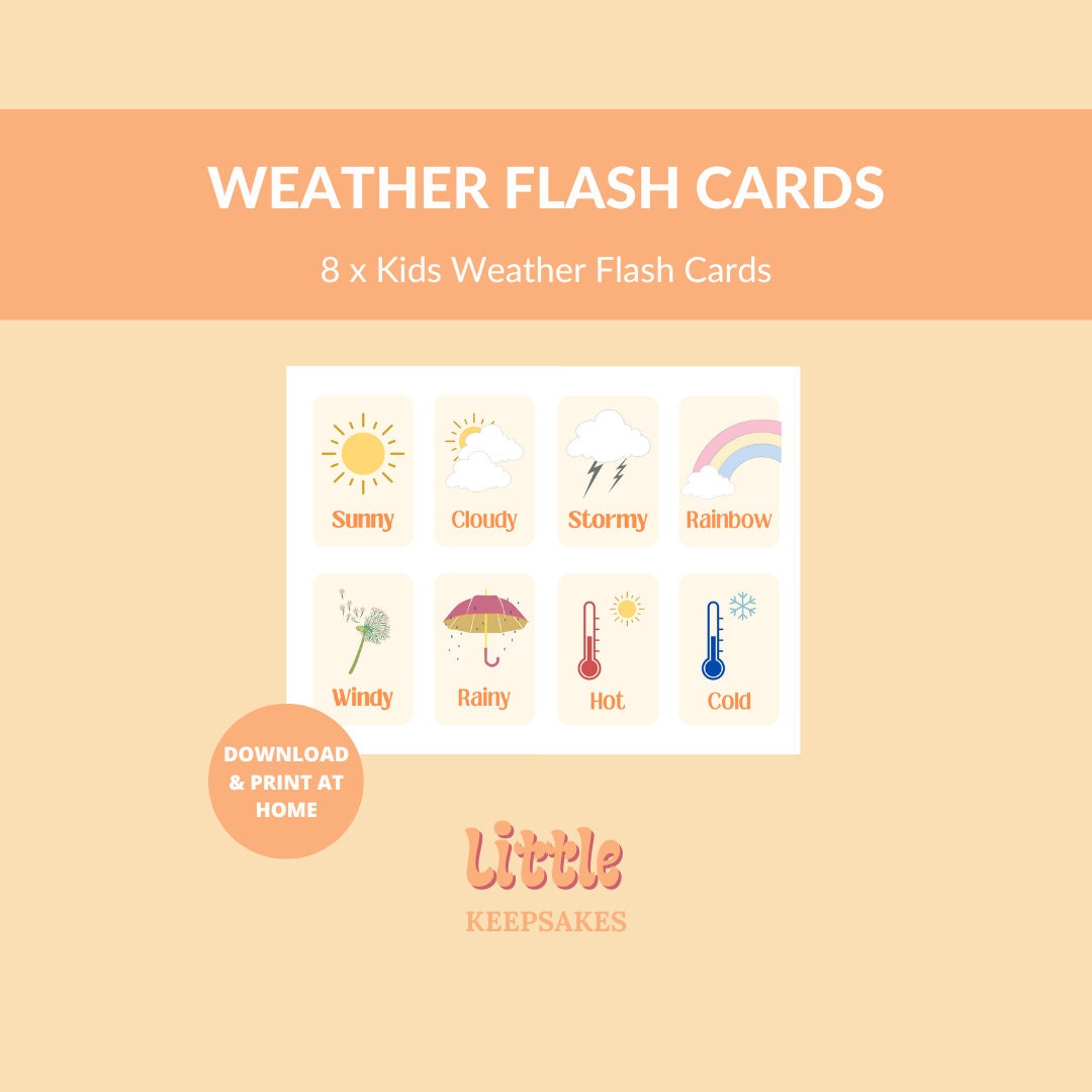 Printable Kids Weather Flash Cards for Kids | Montessori Learning ...