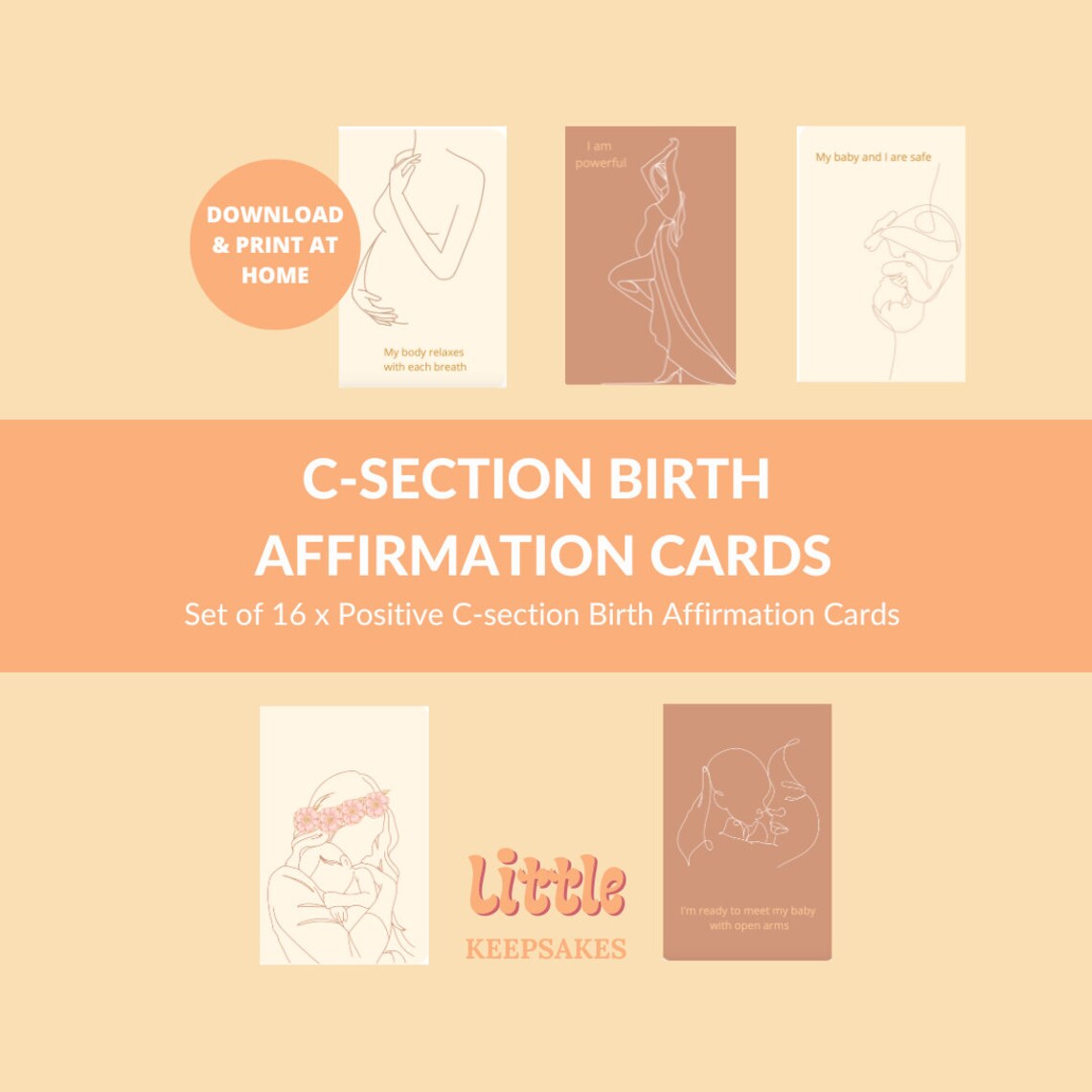 Printable C-section Birth Affirmation Card Set - Etsy