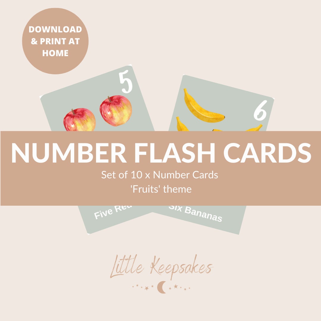 Printable Number Flash Cards 'fruits' Montessori - Etsy