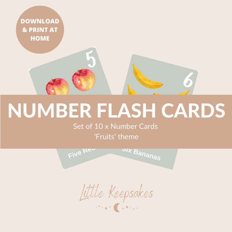 Printable Number Flash Cards 'fruits' Montessori - Etsy