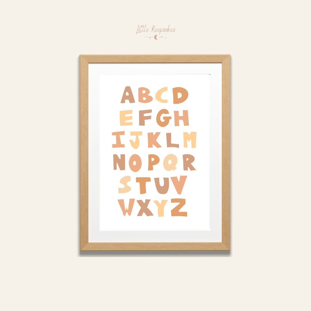 Neutral Alphabet A4 Poster | Educational Poster | Nursery Wall Art - Etsy