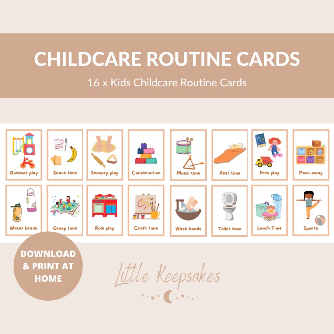 Printable Kids Routine Cards Childcare Routine Montessori Childcare ...