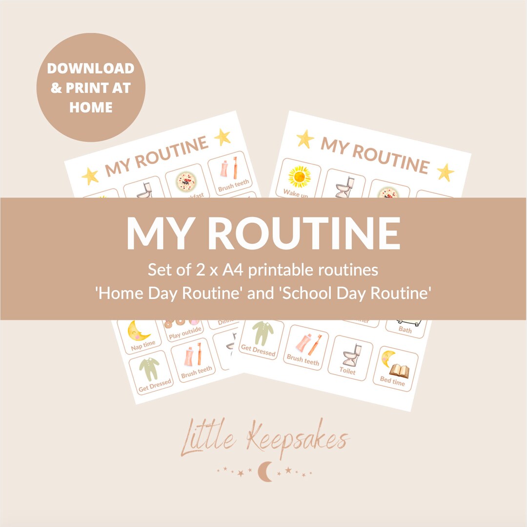 Printable 'my Routine' Chart Set of 2 Montessori Learning Kids Chore ...